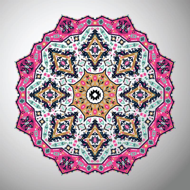 Ornamental Round Colorful Geometric Pattern in Aztec Style Stock Vector ...