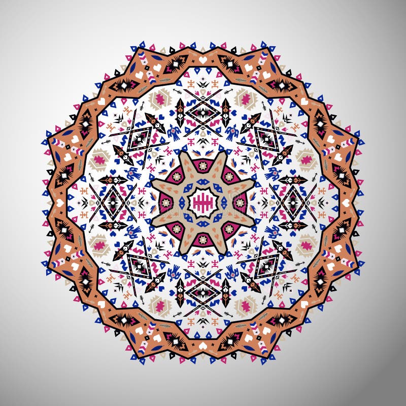 Ornamental Round Colorful Geometric Pattern in Aztec Style Stock Vector ...