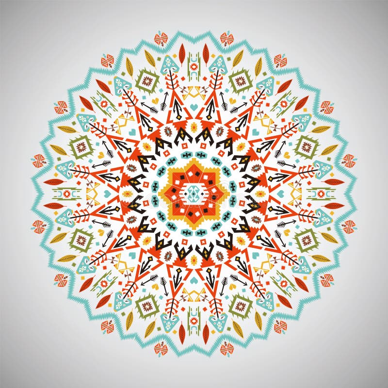 Ornamental Round Lace. Aztec. Stock Illustration - Illustration of ...