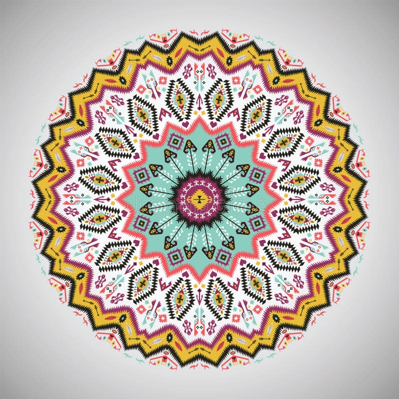 Ornamental Round Geometric Pattern in Aztec Style Stock Vector ...