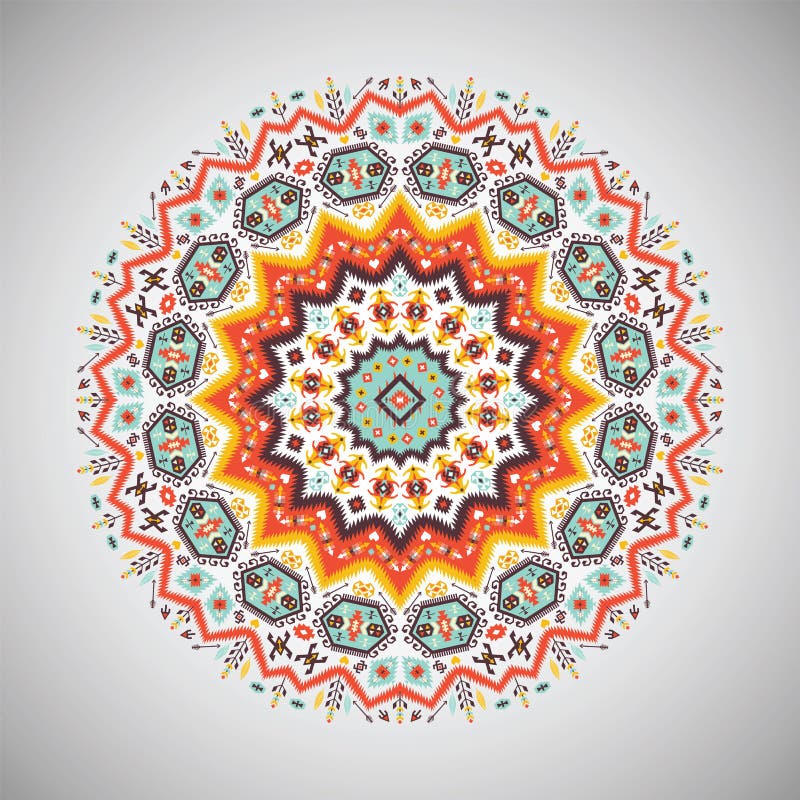 Ornamental Round Geometric Pattern in Aztec Style Stock Vector ...