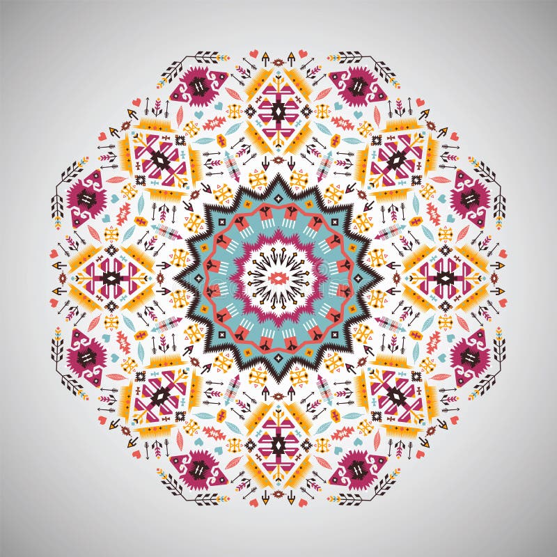 Ornamental Round Geometric Pattern in Aztec Style Stock Vector ...