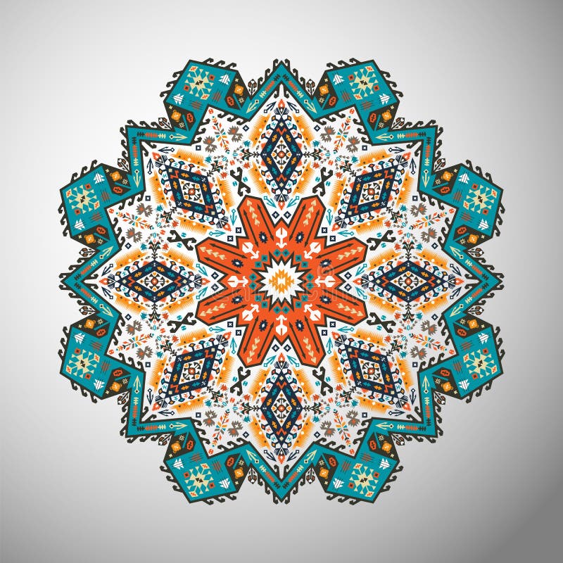 Ornamental Round Geometric Pattern in Aztec Style Stock Vector ...