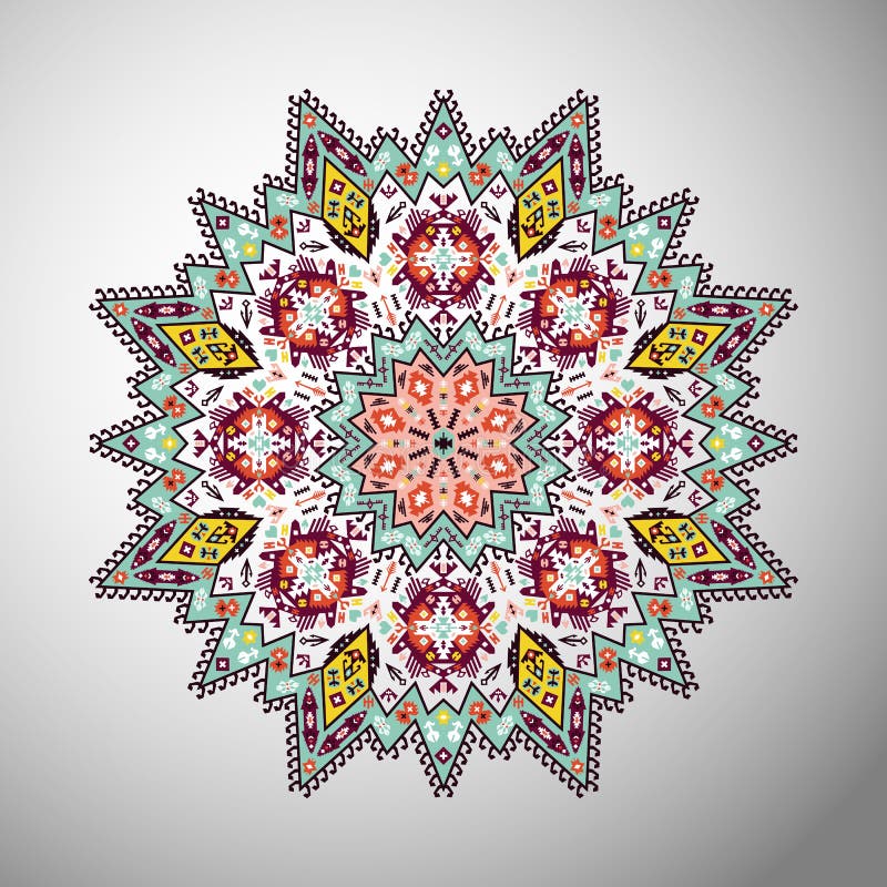 Ornamental Round Geometric Pattern in Aztec Style Stock Vector ...