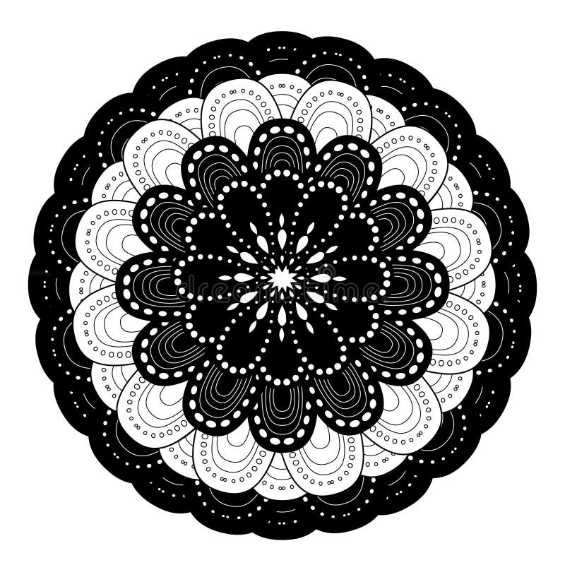 Ornamental Round Lace Pattern Black and White Stock Illustration ...