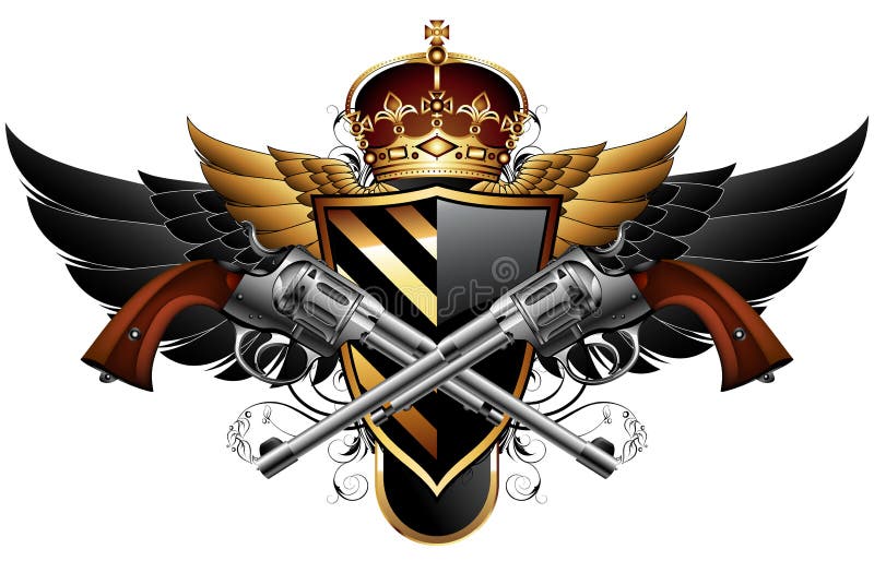 Shield with Power Guns stock vector. Illustration of desert - 68519644