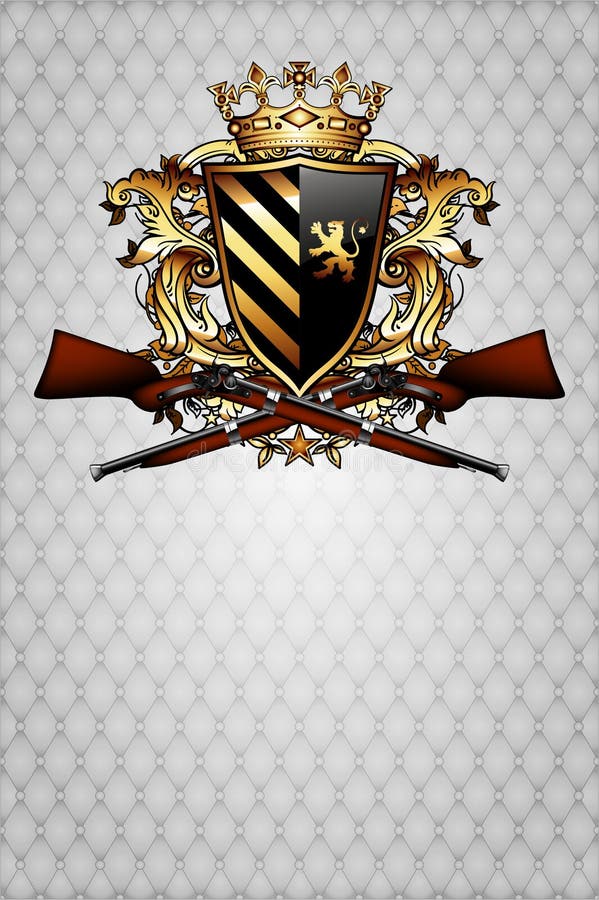 Ornamental Shield with Arms Stock Vector - Illustration of arms, curl ...