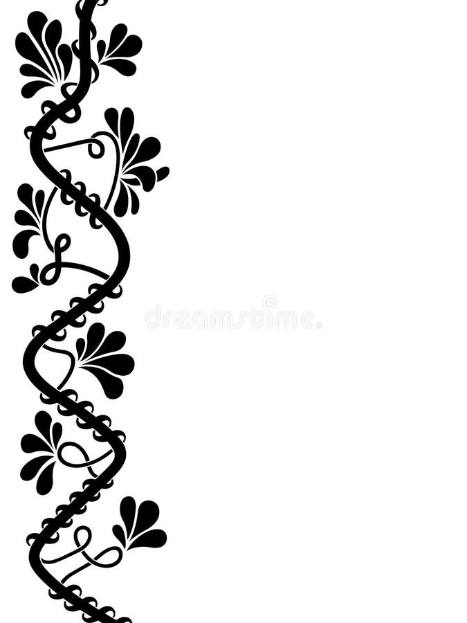 Side Border Frame with Flowers and Leaves Stock Vector - Illustration ...