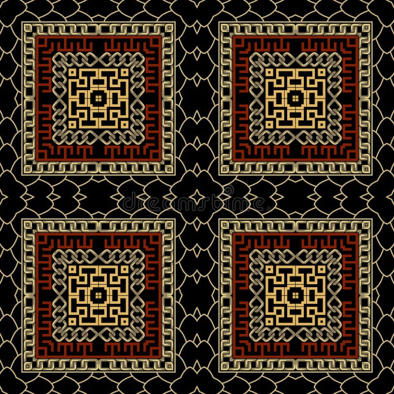 Ornamental Squares Seamless Pattern with Chain Frames. Patterned Lacy ...