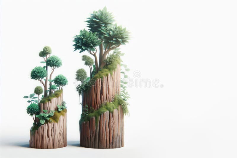 Ornamental Trees on Abstract Poles. Space for Text. Stock Image - Image ...