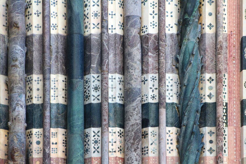 Ornamented Bluish Marble Columns Texture Background Stock Image - Image ...