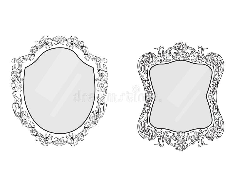 Ornamented Mirror or Photo Frame. Vector Background Stock Vector ...