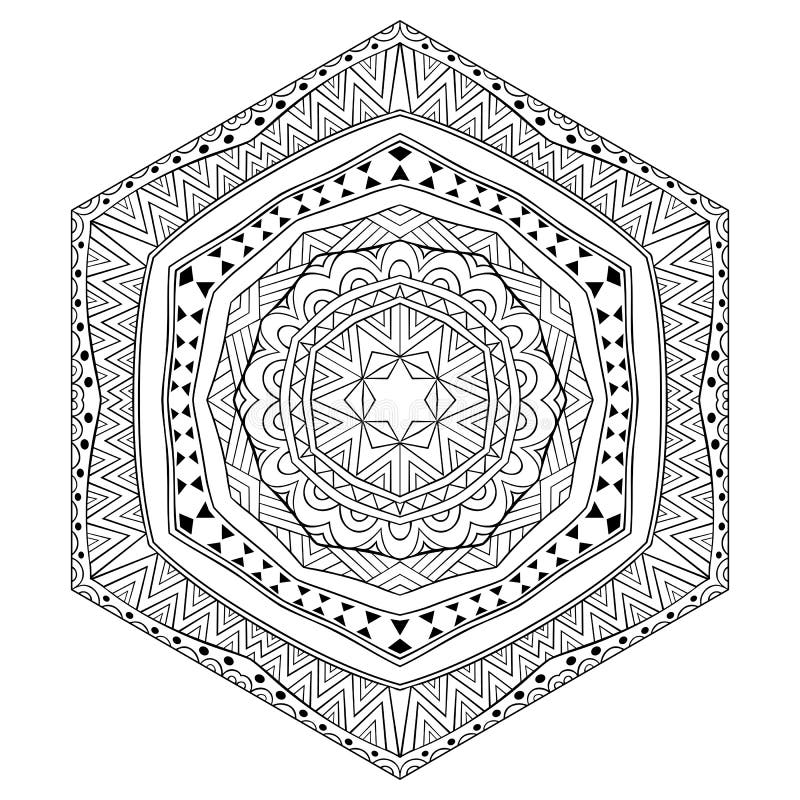Ornamento Blanco Y Negro Exagonal Mexicano Ilustración del Vector ...