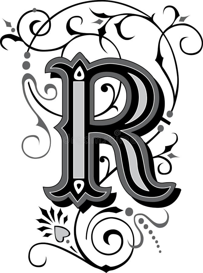 Ornamento hermoso, letra R ilustración del vector. Ilustración de ...