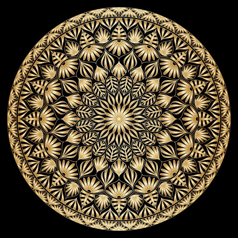 Ornamento Redondo Del Oro Del Vector Ilustración del Vector ...