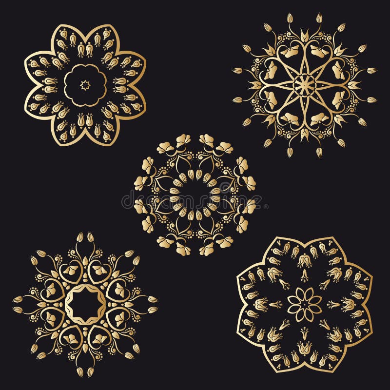 Ornamentos Del Oro Del Vector. Ilustración del Vector - Ilustración de ...