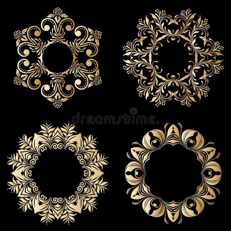 Ornamentos Del Oro Del Vector Ilustración del Vector - Ilustración de ...