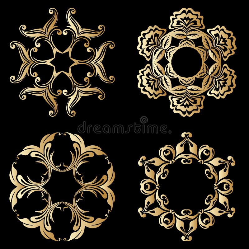 Ornamentos Del Oro Del Vector Ilustración del Vector - Ilustración de ...