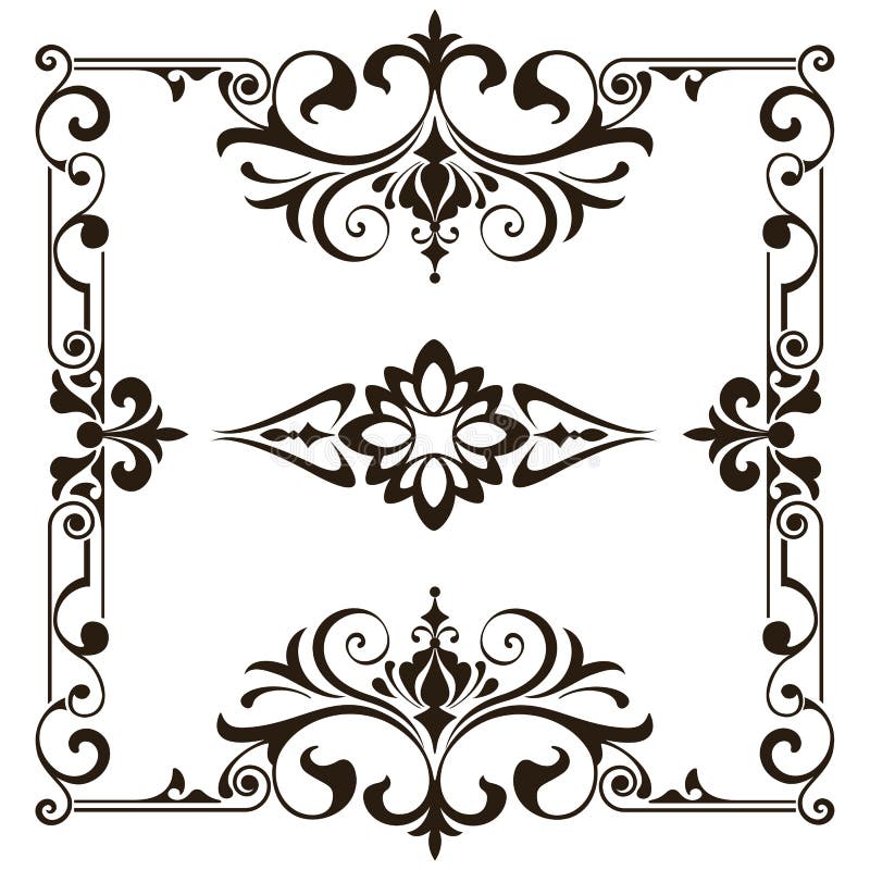 Ornaments Elements Floral Retro Corners Frames Borders Stickers Art ...