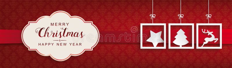 Ornaments 3 Frames Merry Christmas Classic Emblem Red Header Stock ...