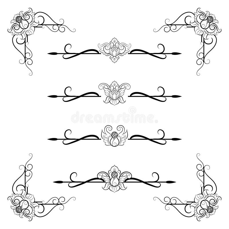 Ornaments Frames Separator Elements for Classic Vintage Wedding ...