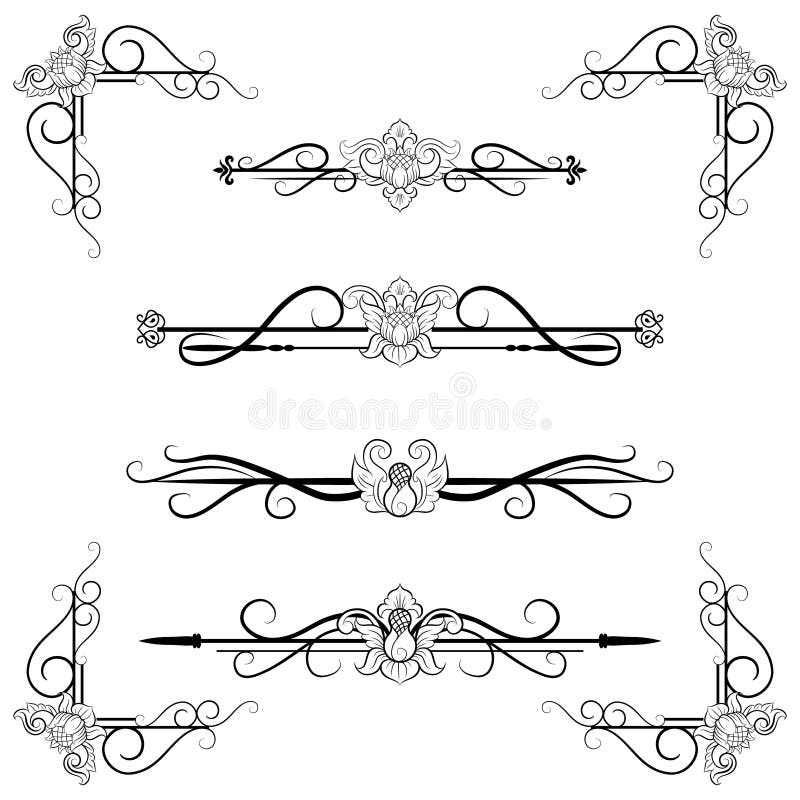 Ornaments Frames Separator Elements for Classic Vintage Wedding ...