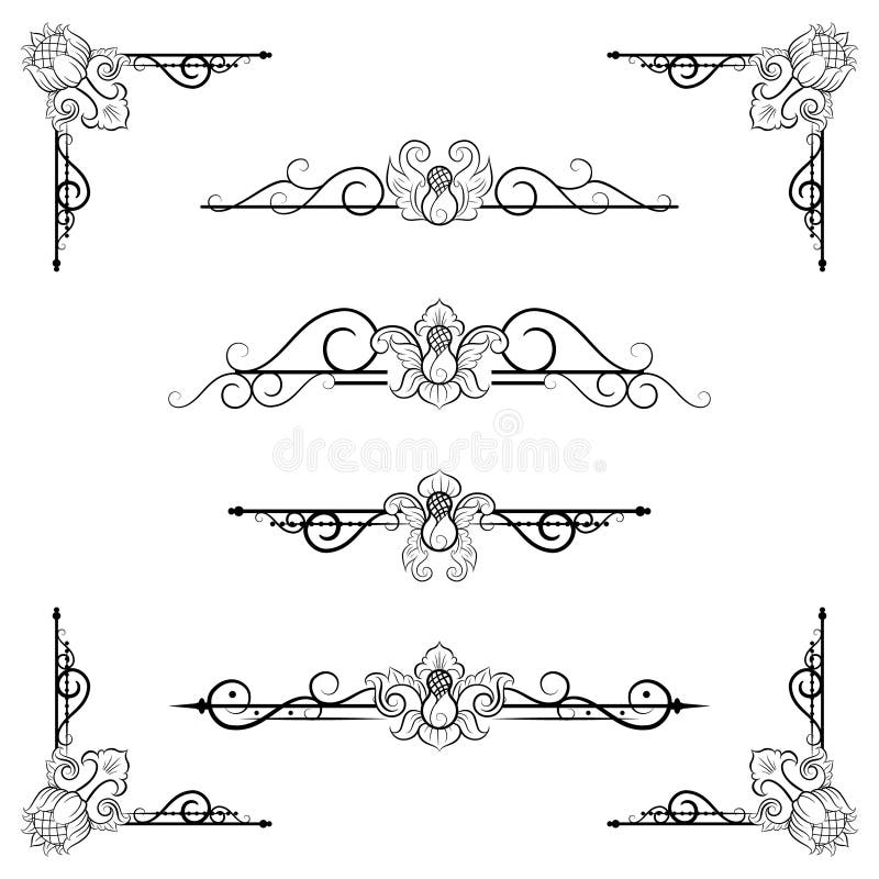 Ornaments Frames Separator Elements for Classic Vintage Wedding ...