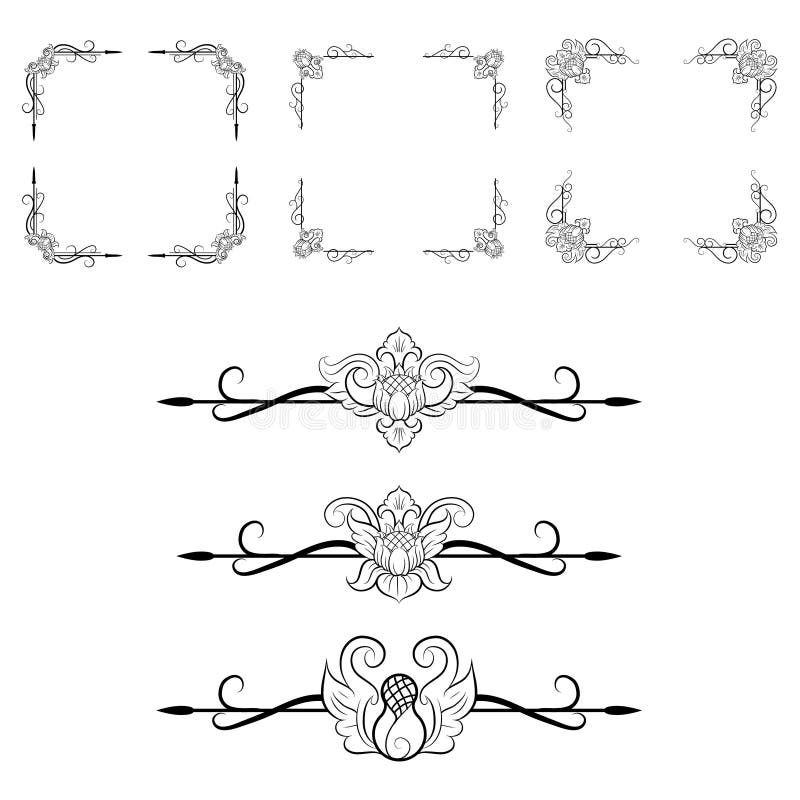 Ornaments Frames Separator Elements for Classic Vintage Wedding ...