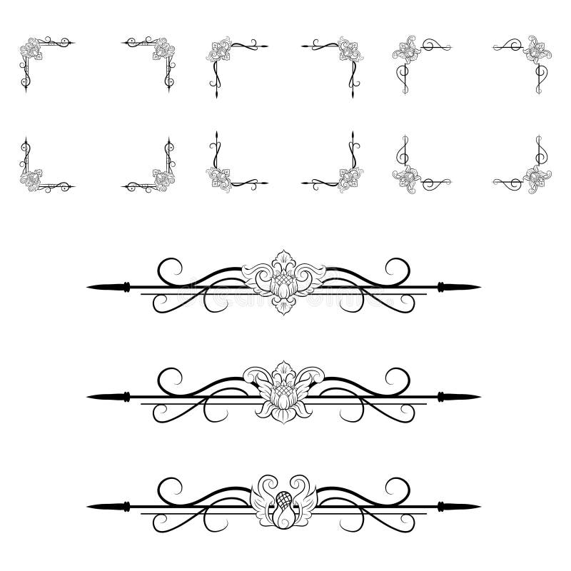 Ornaments Frames Separator Elements for Classic Vintage Wedding ...