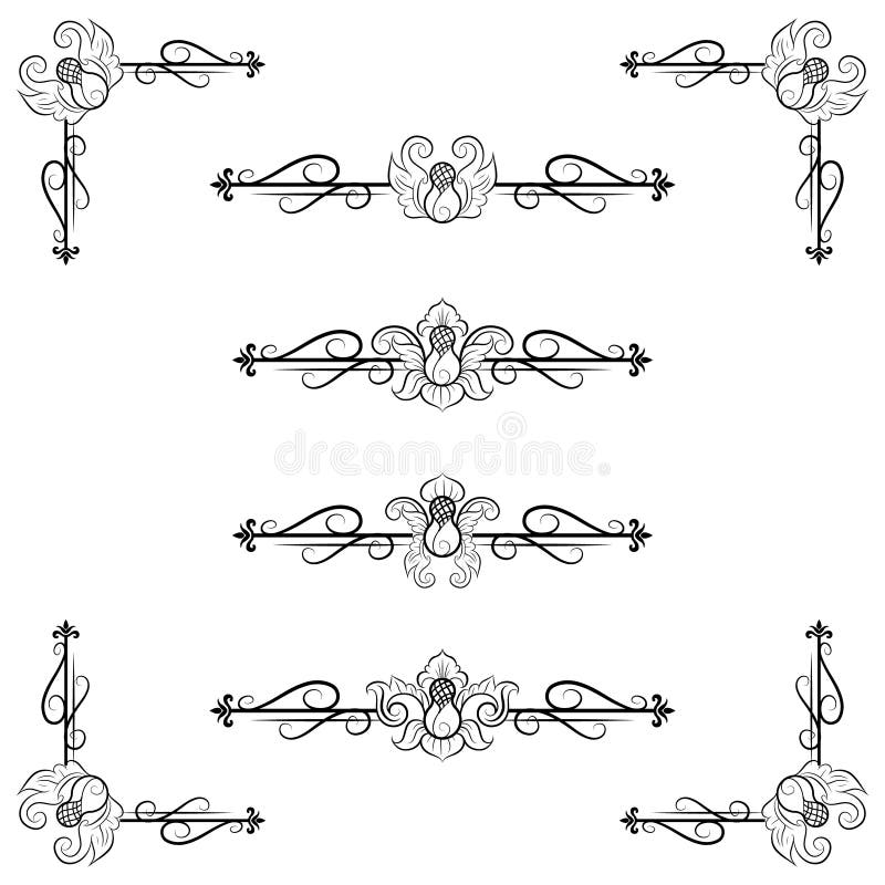 Ornaments Frames Separator Elements for Classic Vintage Wedding ...