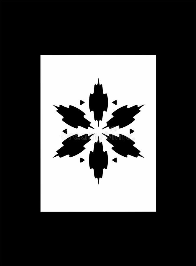 Ornate Abstract Black Symbol on White Background and Black Frame Stock ...