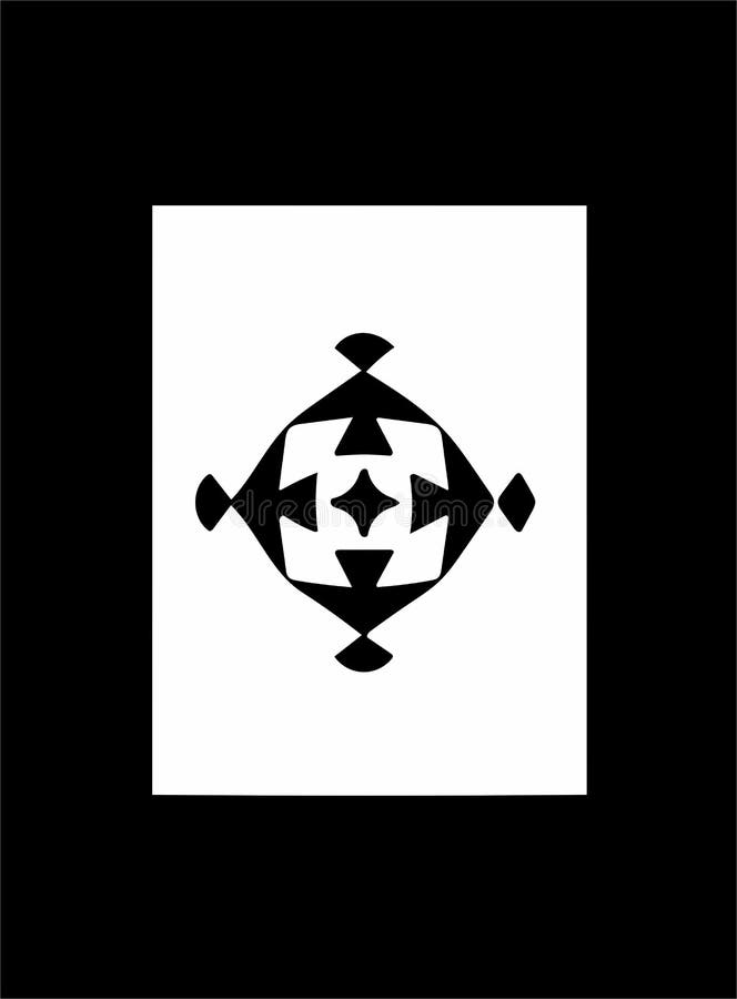 Ornate Abstract Black Symbol on White Background and Black Frame Stock ...