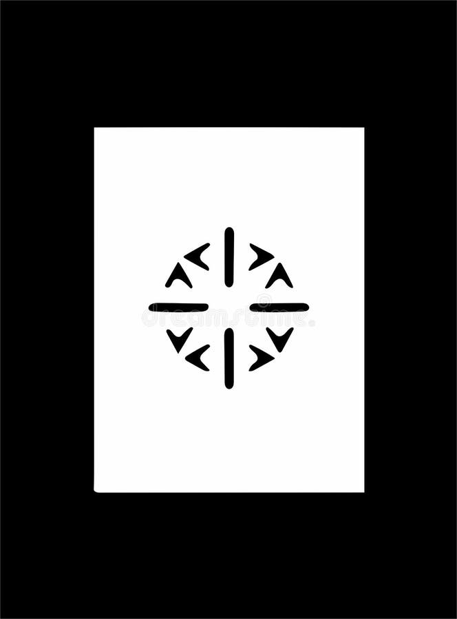 Ornate Abstract Black Symbol on White Background and Black Frame Stock ...