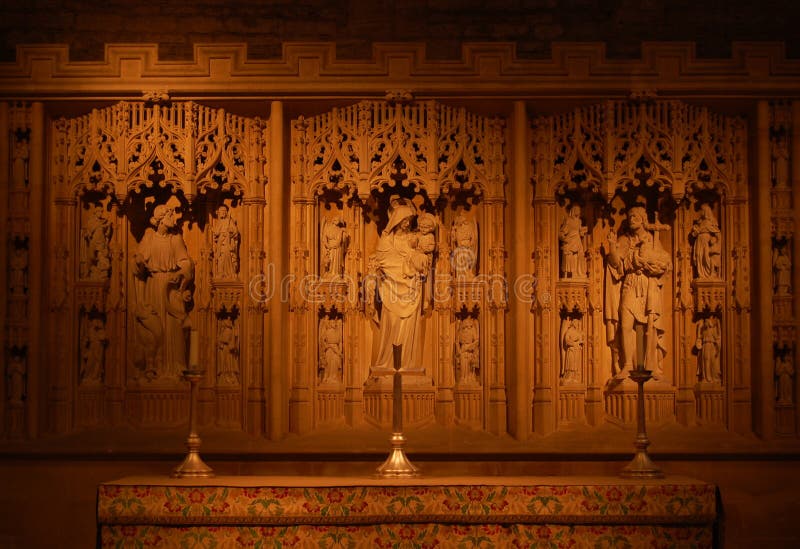 Ornate Altar With Sculpted Background Stock Image - Image: 12995313