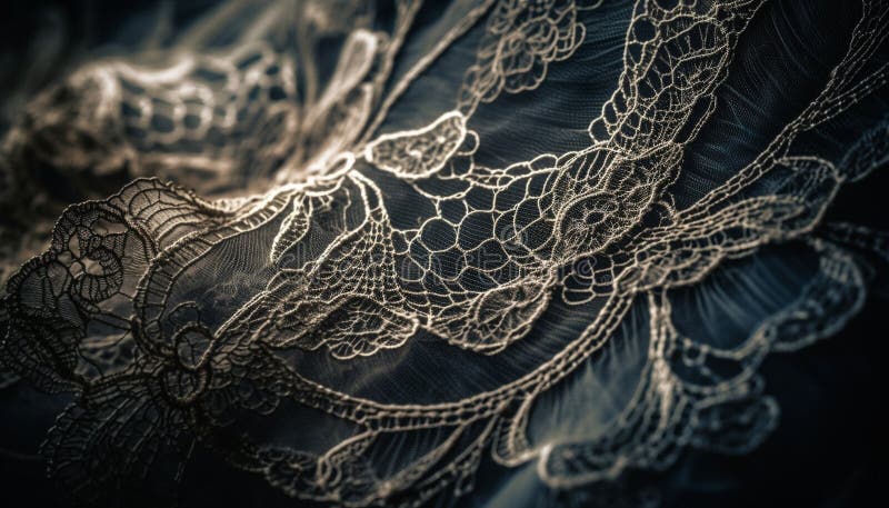 Ornate Antique Lace Pattern on Dark Silk Backdrop Exudes Elegance ...