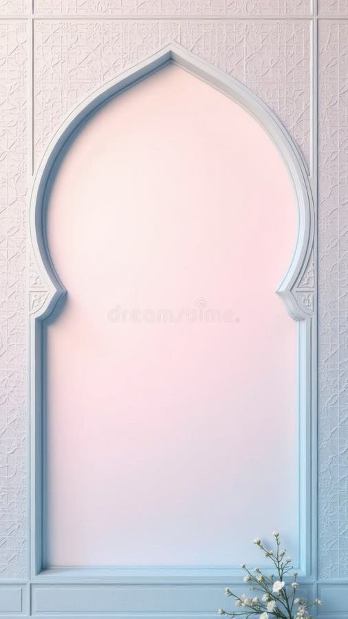 Ornate Arch with Pastel Gradient Background Framing Empty Space in ...