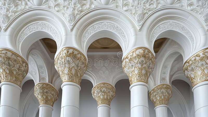 Ornate Architectural Columns with Intricate Designs and Gold Accents ...