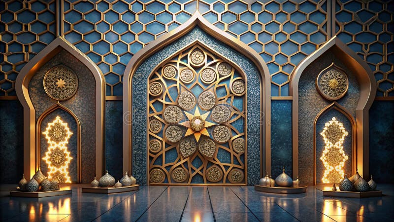Islamic Symmetry with Modern 3D Accents Stock Illustration ...