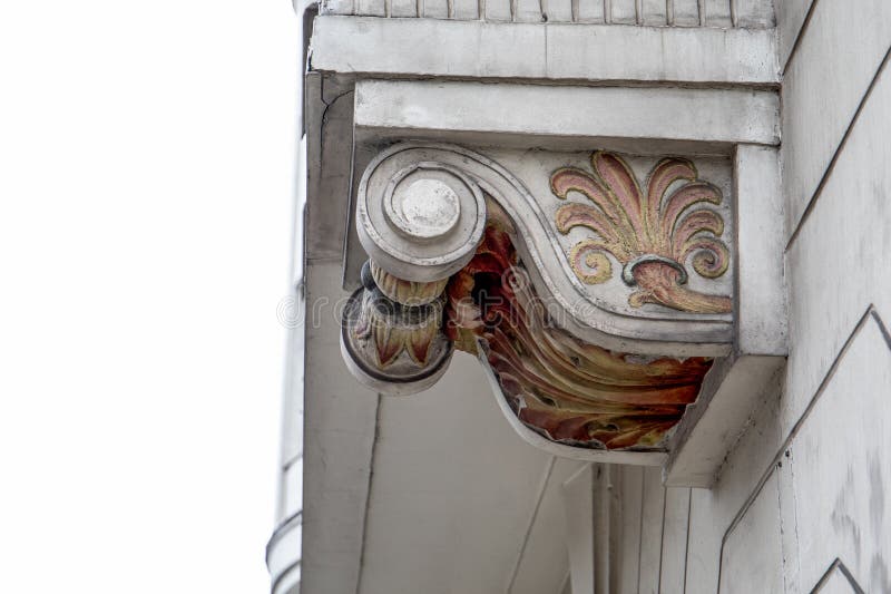 Ornate Architectural Detail with Decorative Flourish on Building Corner ...