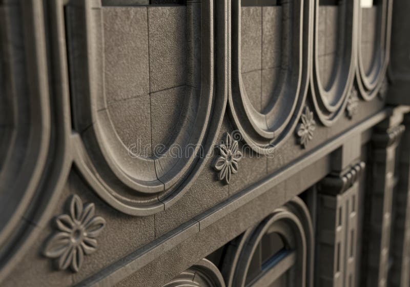 Ornate Architectural Stone Facade with Intricate Floral Patterns and Curved Details Stock Photo ...