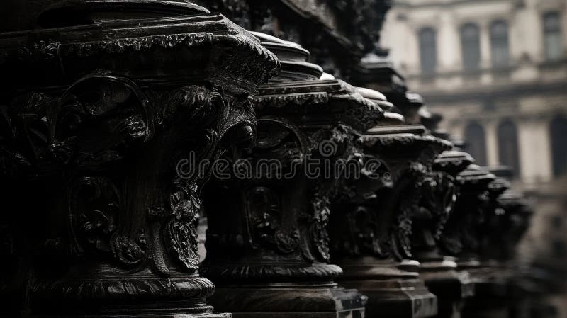 Ornate Architecture: Row of Columns and a Building Stock Image - Image ...