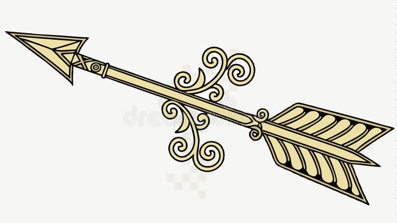 Ornate Arrow with Feather, Archery and Decorative Element Vector Design ...