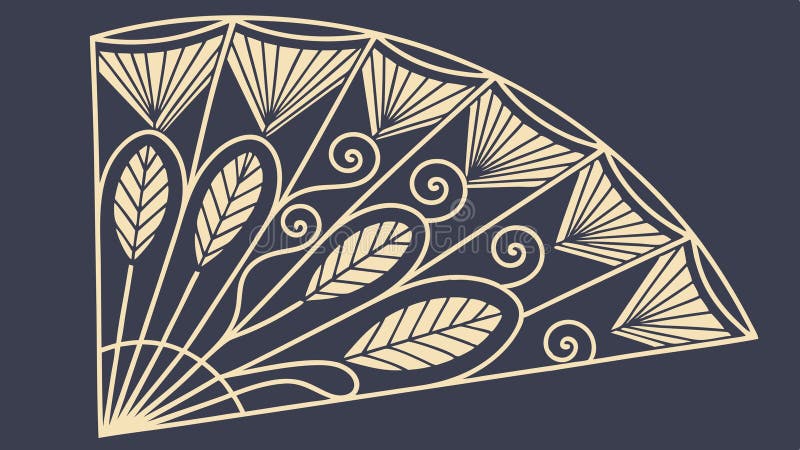 Ornate Art Deco Fan with Elegant Line Art Pattern Vector, Vector Design ...