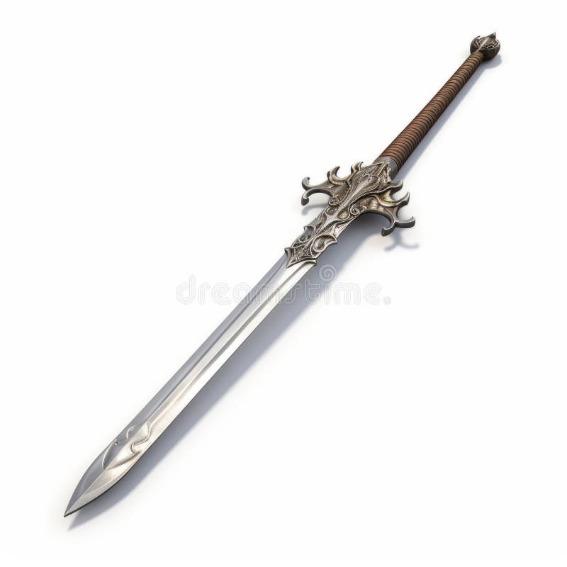 Ornate Backsword: Detailed 3d Rendering on White Background Stock ...