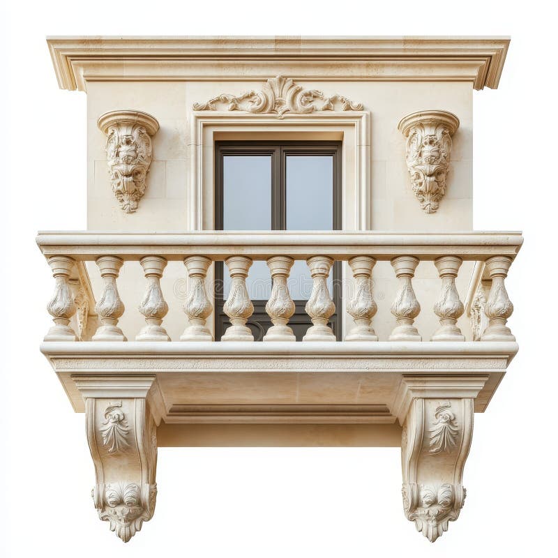 Ornate Balcony with Decorative Elements and a Window Stock Illustration ...