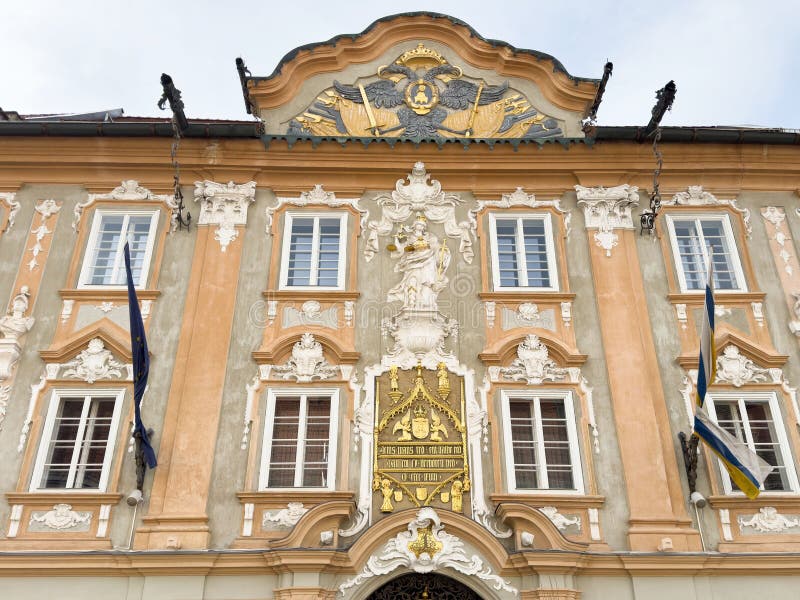 Ornate Baroque Architecture Facade with Decorated Windows and ...
