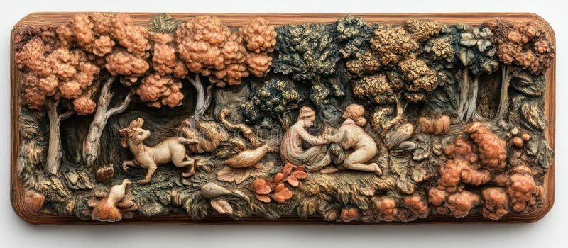 Enchanted Forest Bas-Relief Stock Illustration - Illustration of detail ...