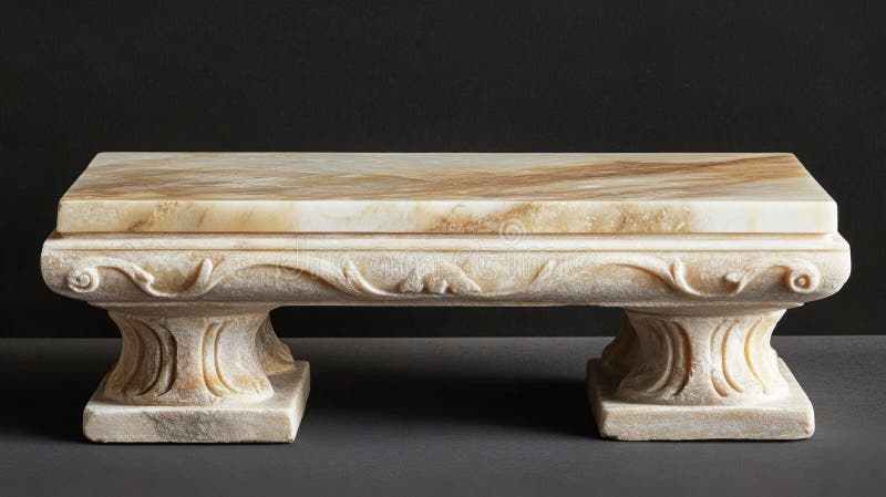 Ornate Beige Stone Bench with Carved Details Stock Illustration ...