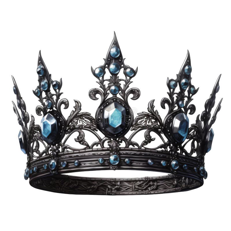 Ornate Black Crown with Blue Gemstones Stock Image - Illustration of ...
