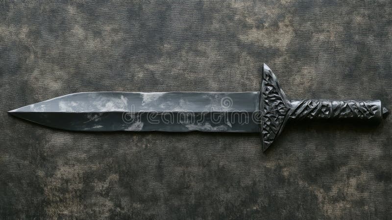 Ornate Black Dagger on Dark Textured Surface Stock Illustration ...